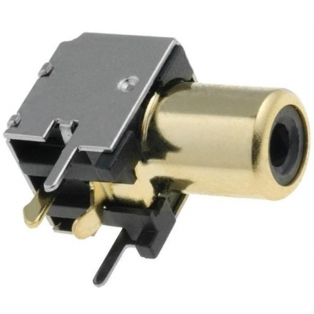 Conector RCA Gold Hembra Acodado Pcb