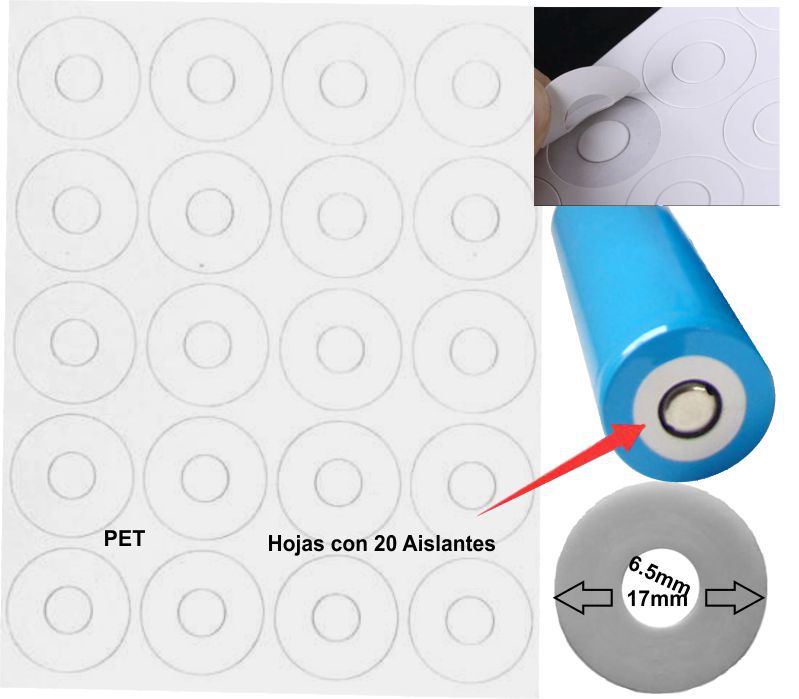 Aislantes de PET para Baterías 18650