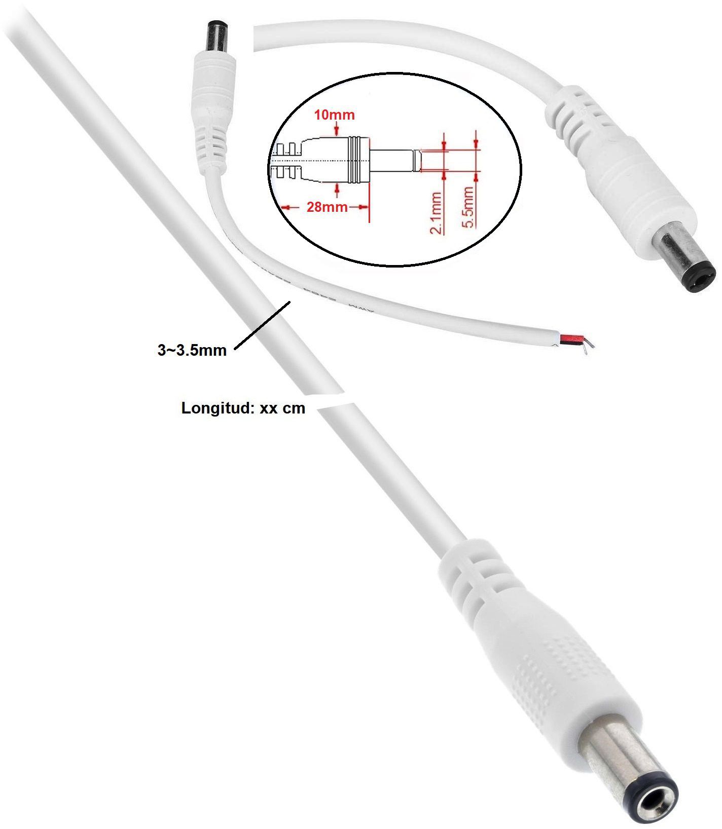 Jack Alimentación 5.5x2.1mm con Cables