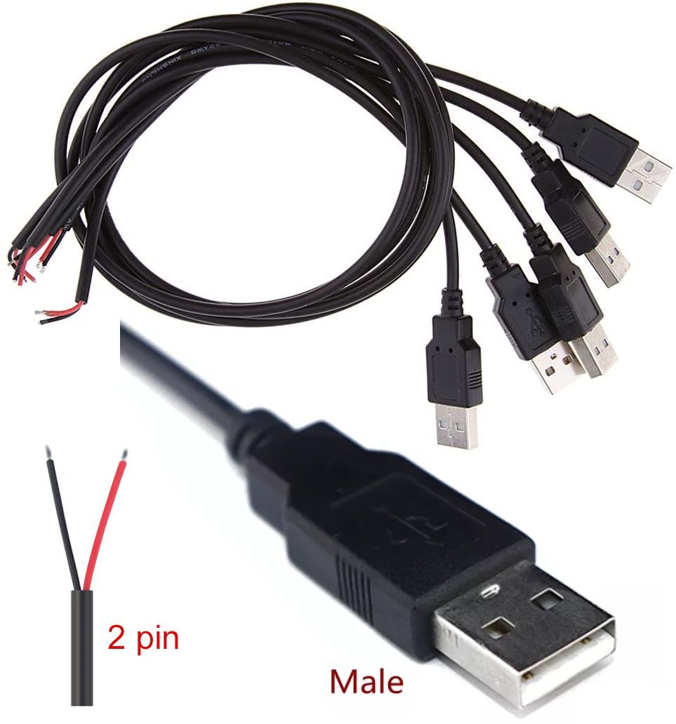 Adaptador USB 2.0 Macho a Cable 2 hilos