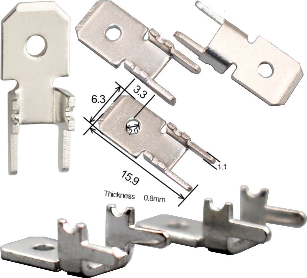 Faston macho PCB 6.3mm H con tope