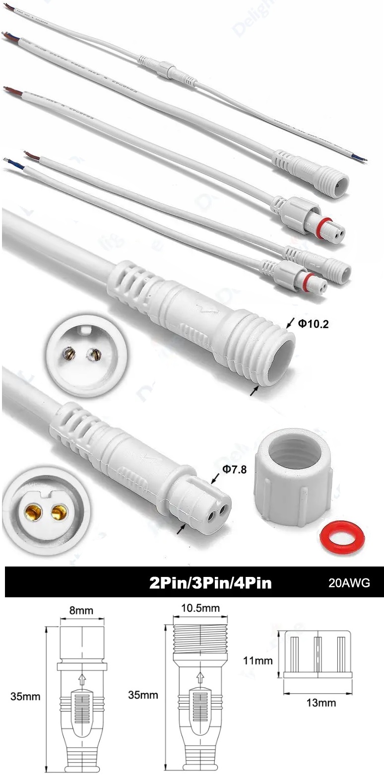 Conector IP65 M10 13mm Blanco