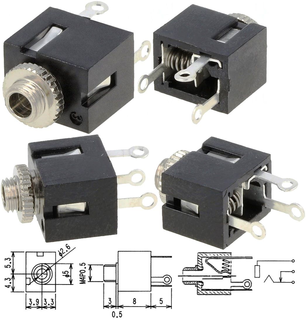 Conectores Jack 2.5mm Hembra Chasis-Pcb