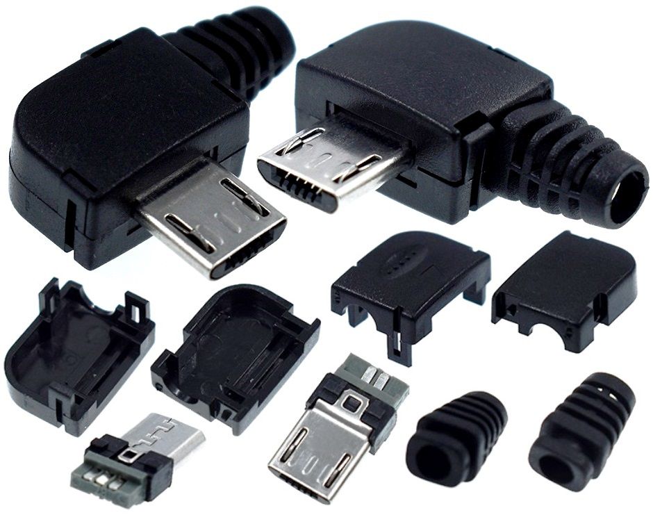 Conector Micro USB OTG Macho 5 pin Angular Negro