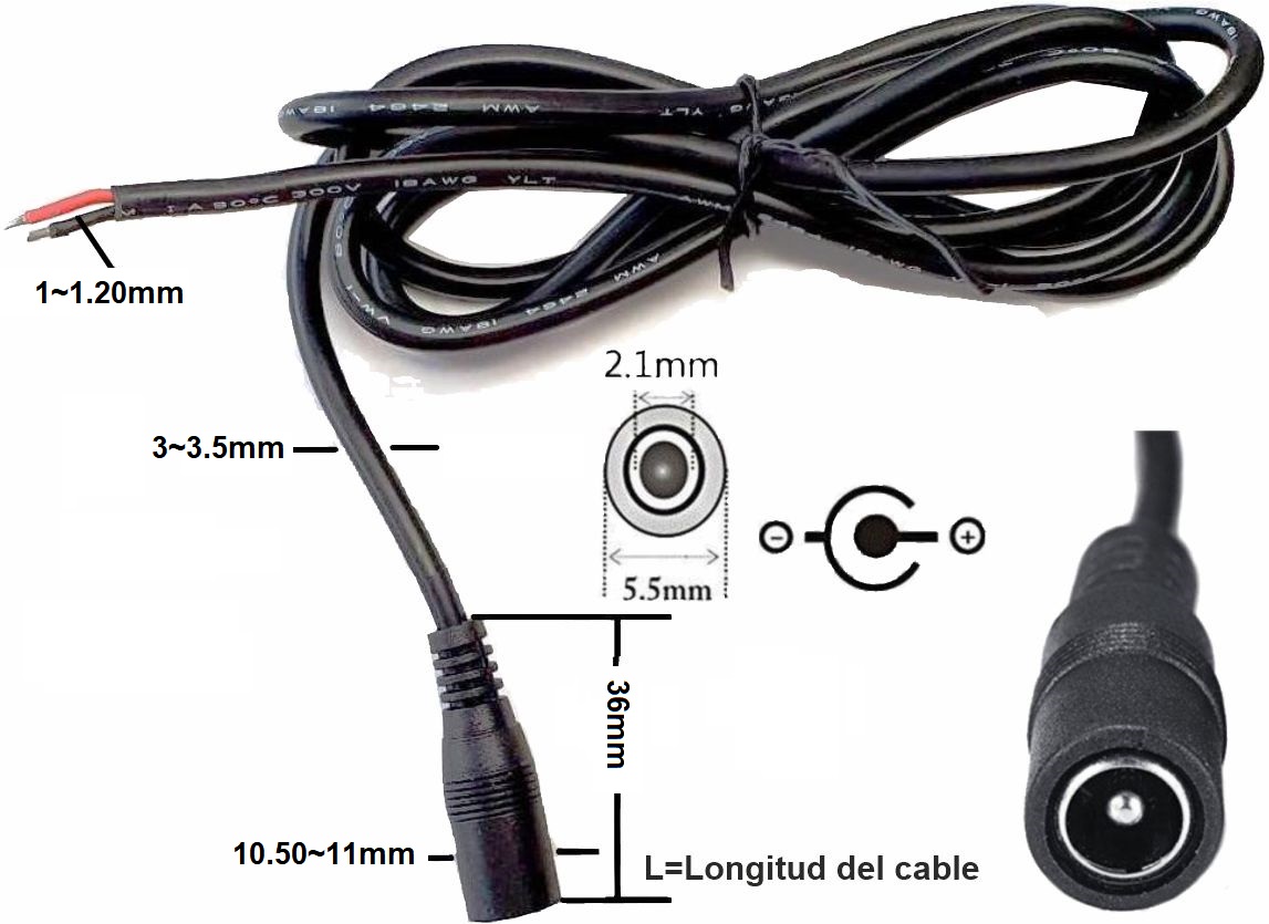 Jack Alimentación Con Cables 5.5x2.1mm