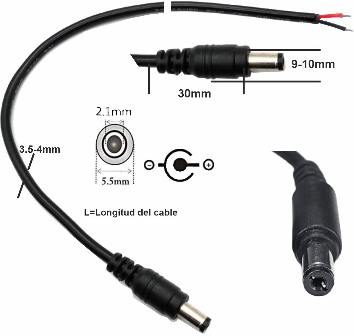 Jack Alimentación 5.5x2.1mm con Cables