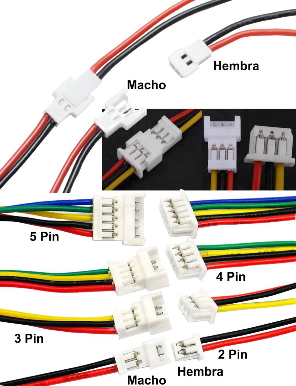 Conectores JST 1.25mm con Cables