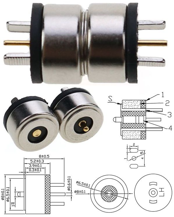 Conectores Magnéticos 8mm, 5A