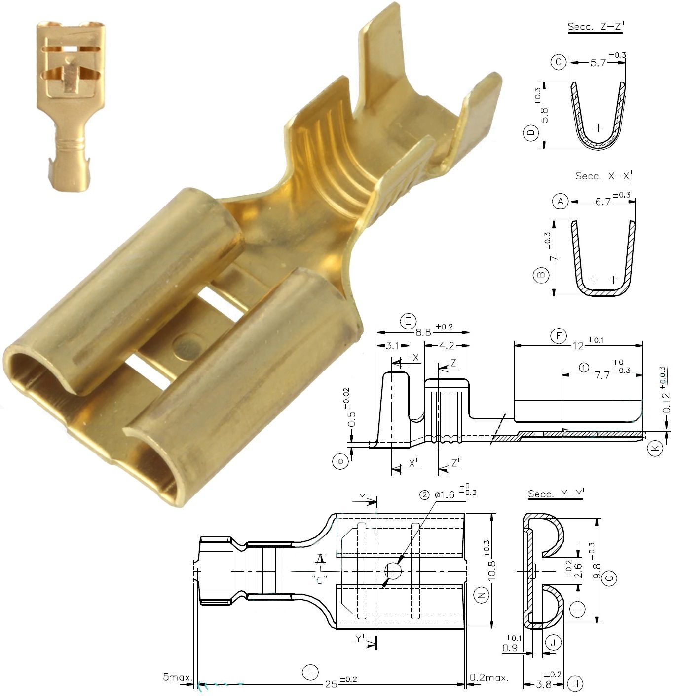 Faston sin Aislar 6.3mm de Potencia