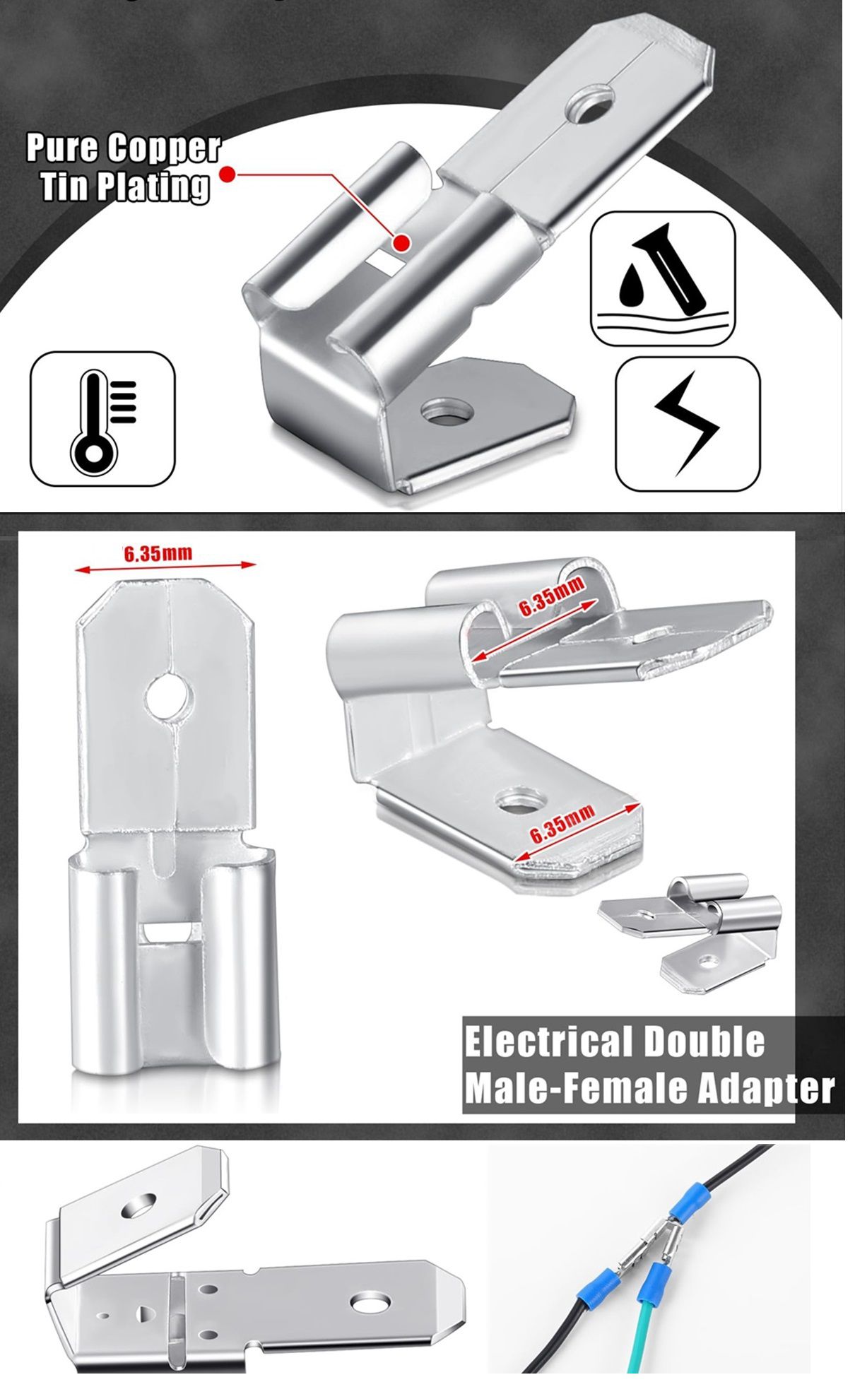 Terminales Faston Doble Macho-Macho-Hembra