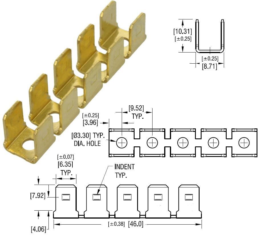 Faston Macho Múltiple contactos 6.35mm