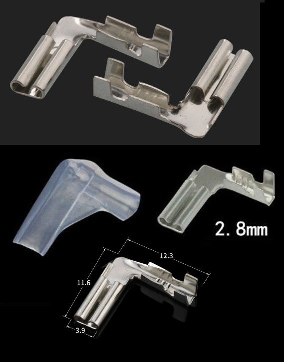 Conectores Terminales Faston Acodados 2.8mm con funda
