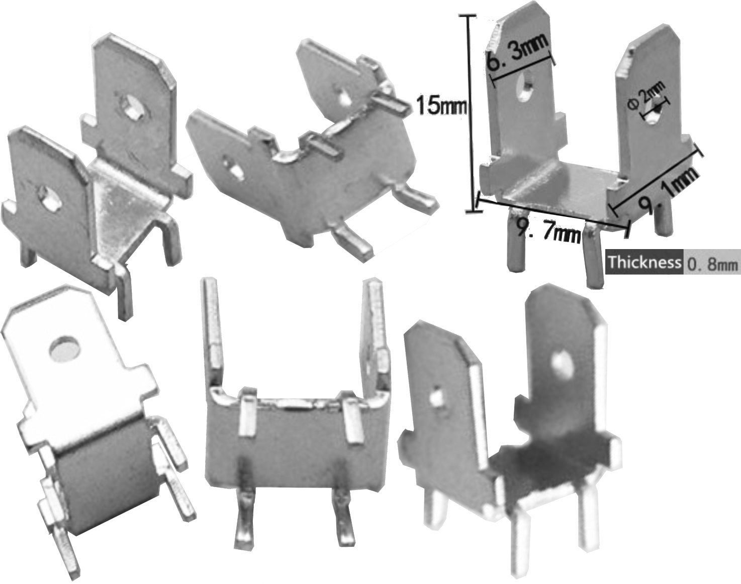 Faston macho PCB 6.3mm Doble DJ61138