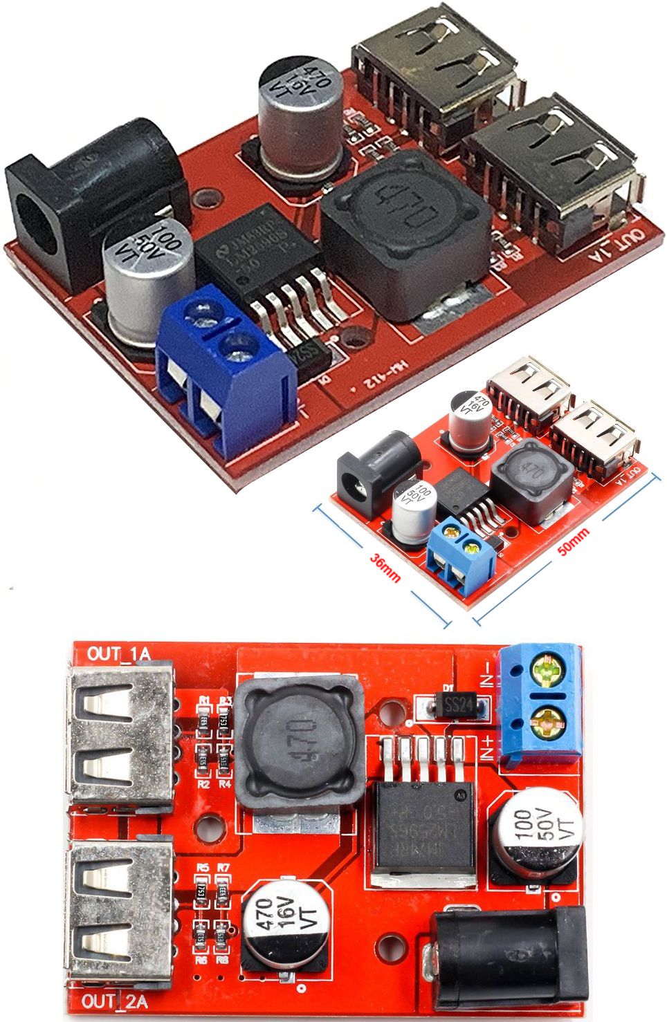 Fuente STEP-DOWN Dual USB 6-40V A 5V/3A
