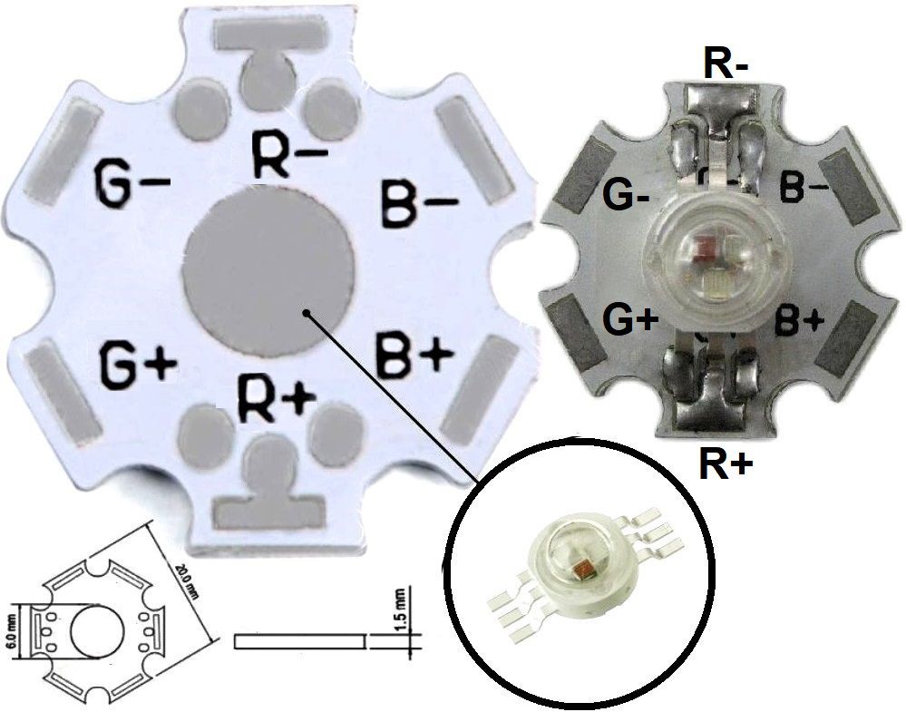 Circuito Impreso para Led GRB (RGB) 6 Pin 20mm