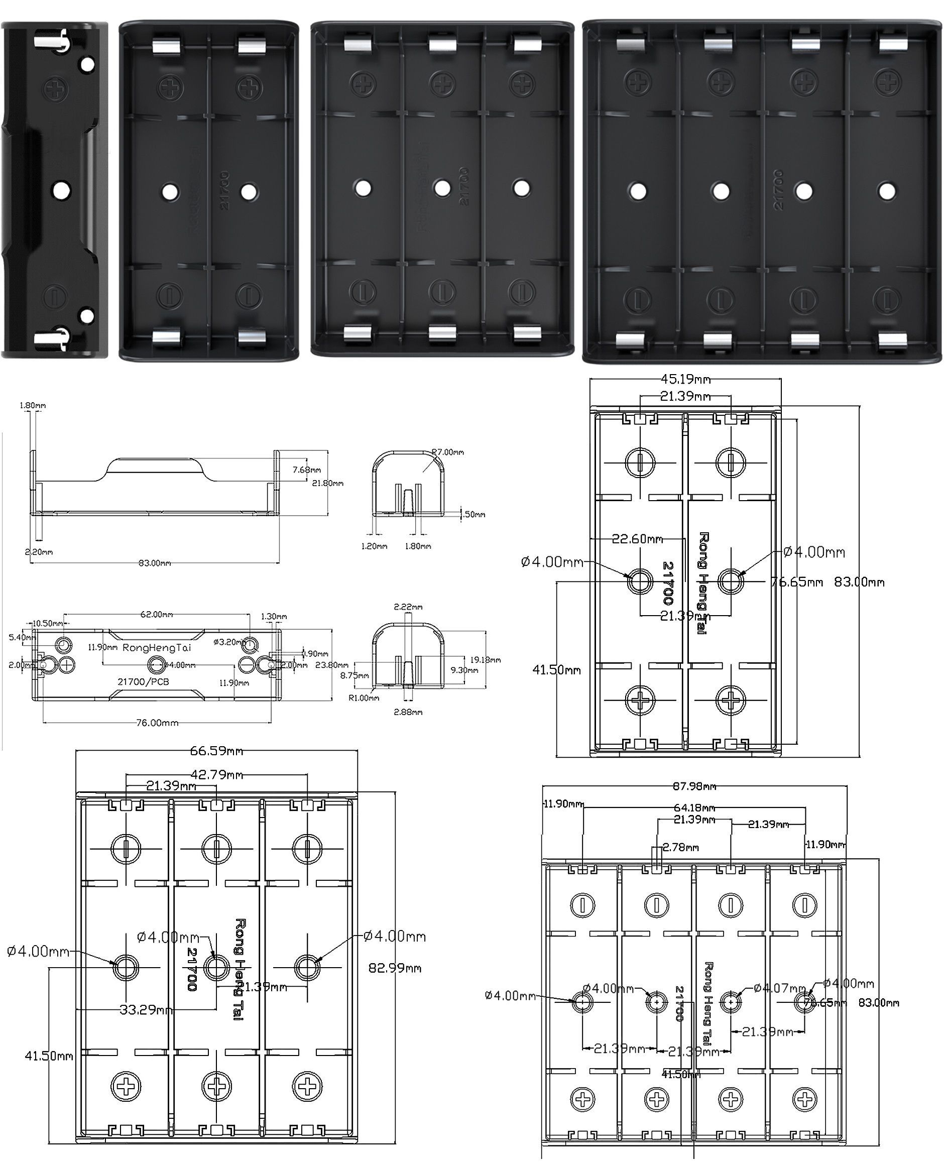 Portapilas baterías 21700 Pcb