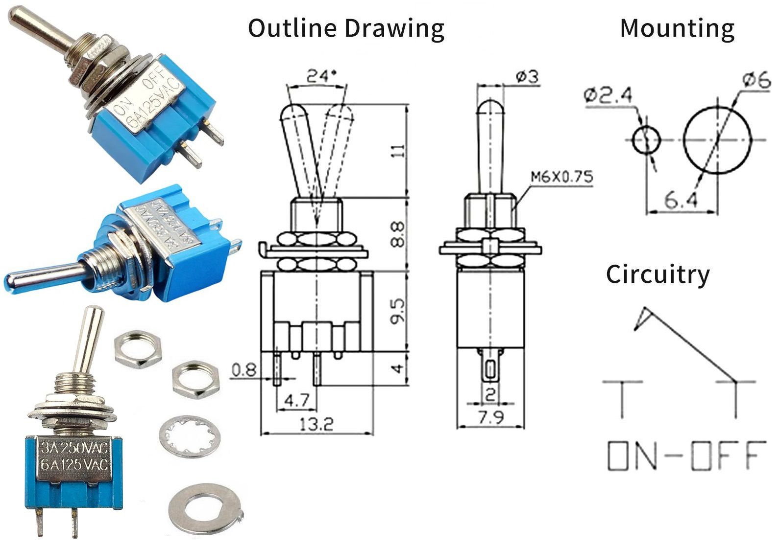 Interruptor de Palanca Vertical 1C2P