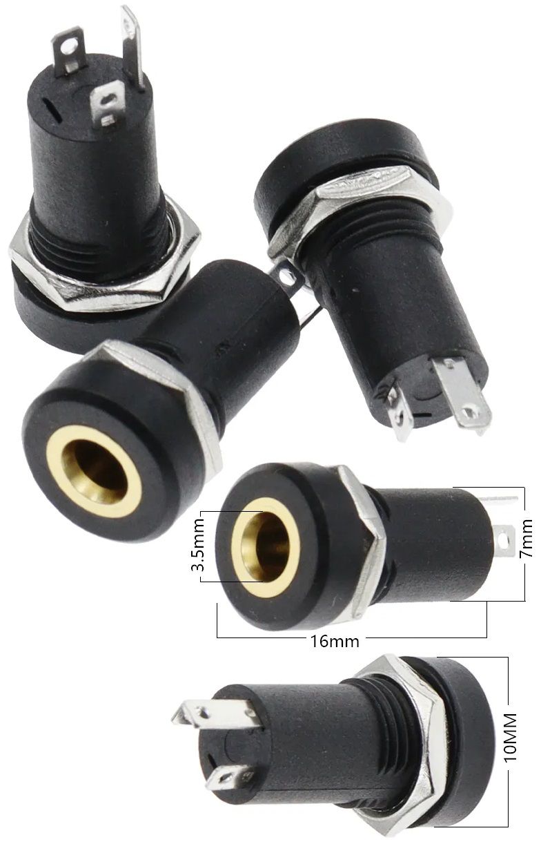 Conector Jack 3.5mm Stereo Hembra Panel