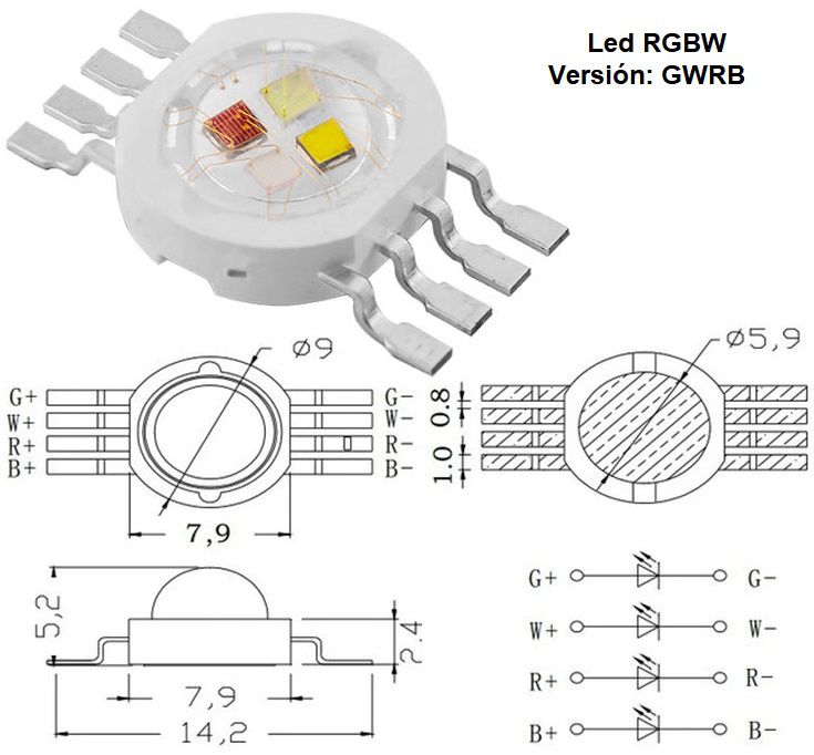 Led RGB-W 8 pin