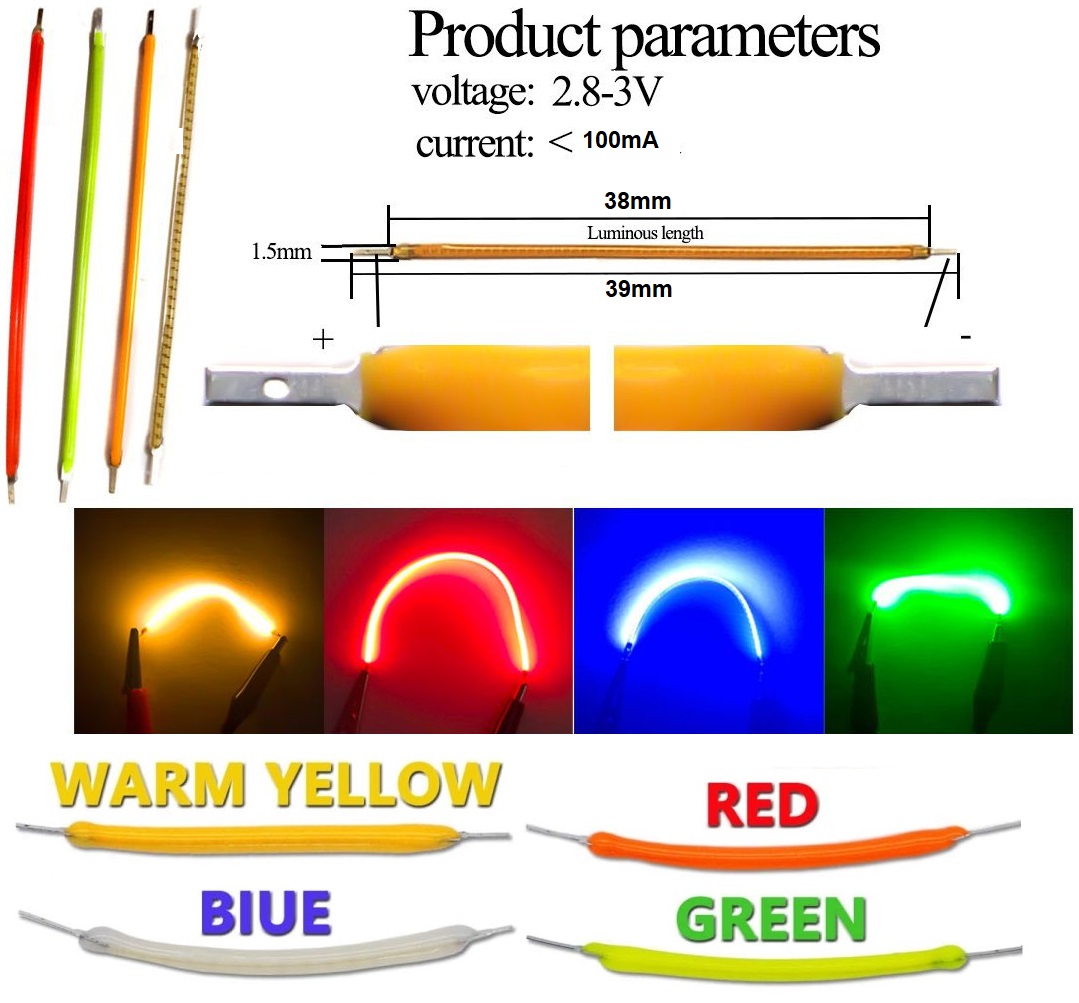 Led Filamento flexible 3v.38mm