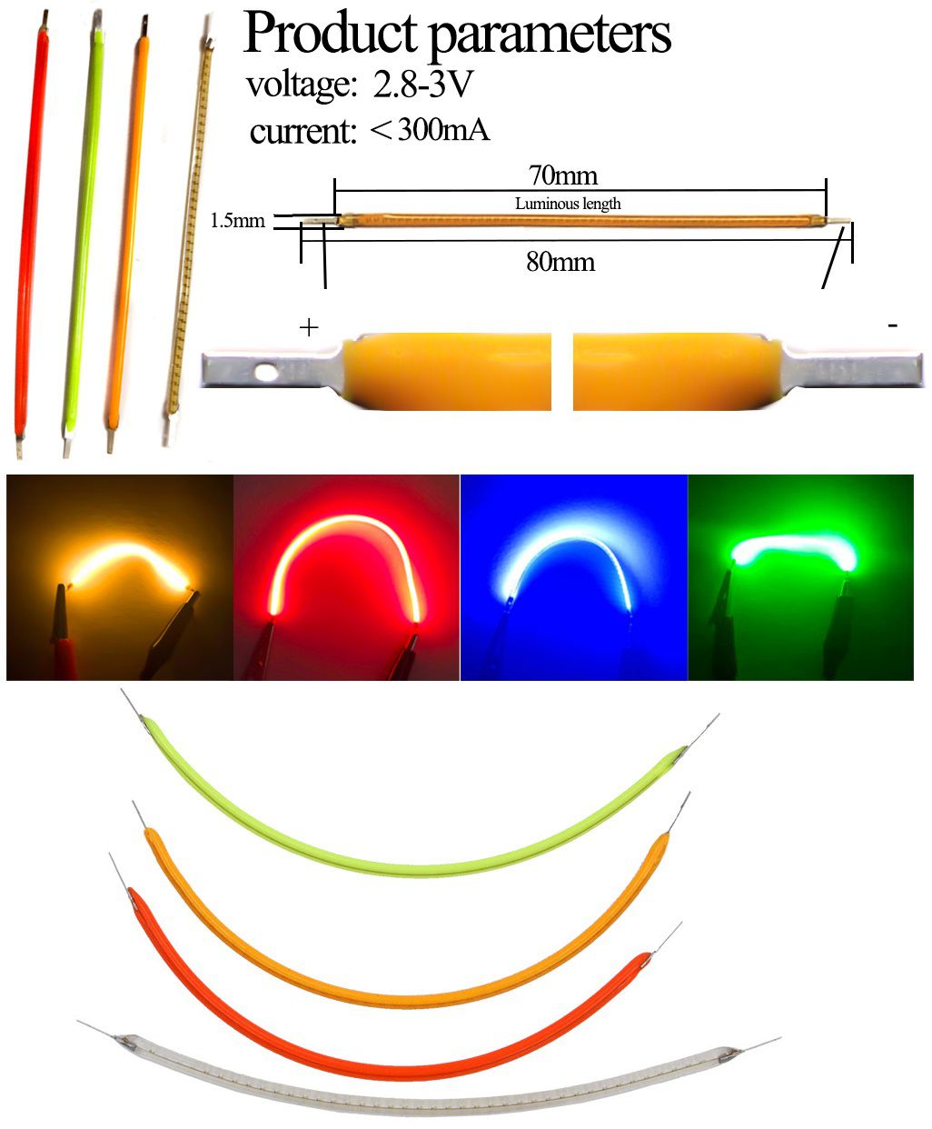 Led Filamento flexible 3v