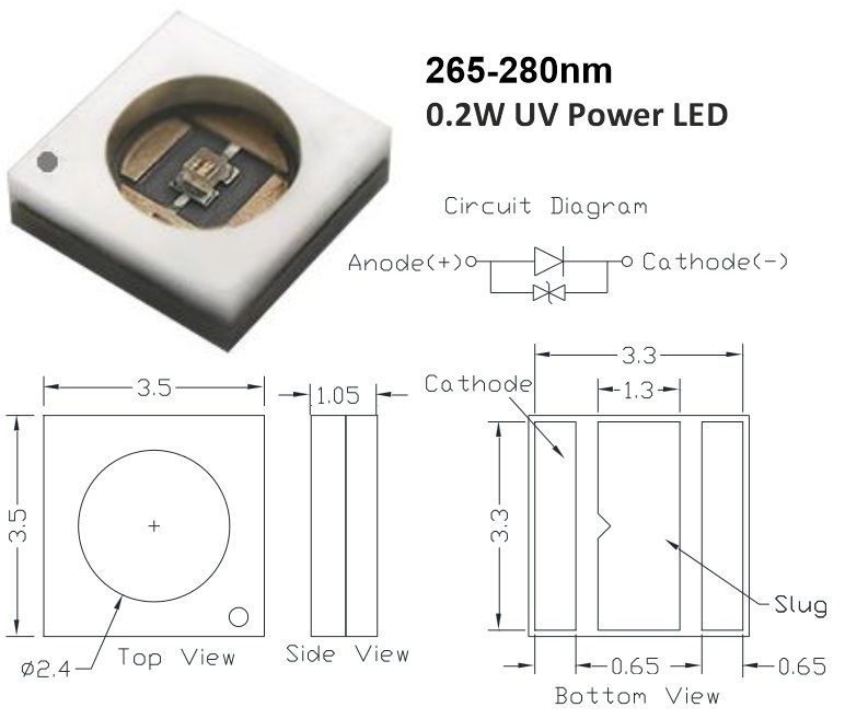 Led Smd XPE Ultravioleta, UV, 3535, 7070