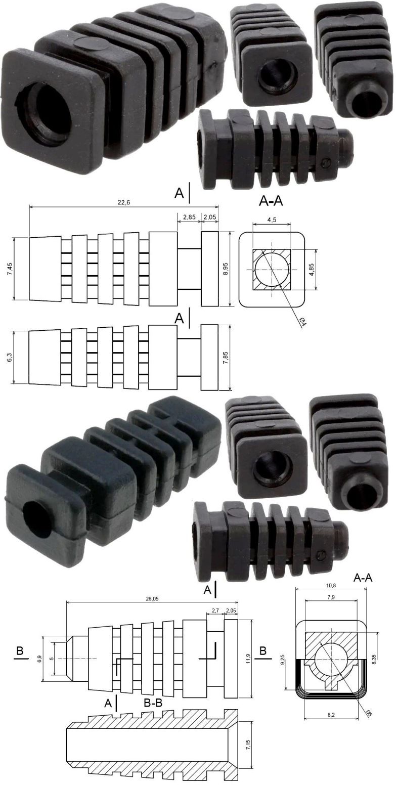 Pasa cables Rectangular para Cables o Mangueras