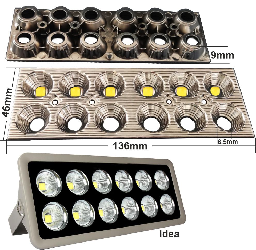 Reflector Multi Led para 12 Led 136X46X9mm