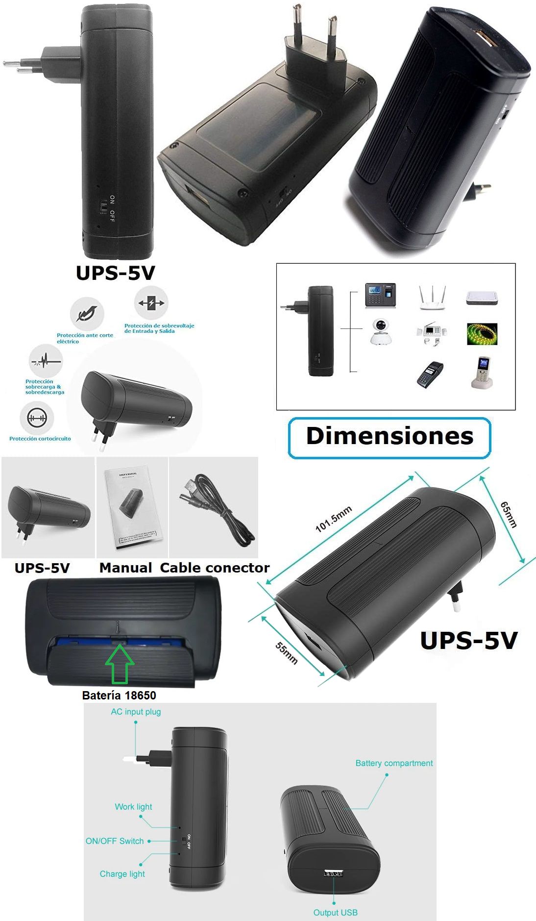Mini Sai-UPS para router de 5 y 12v