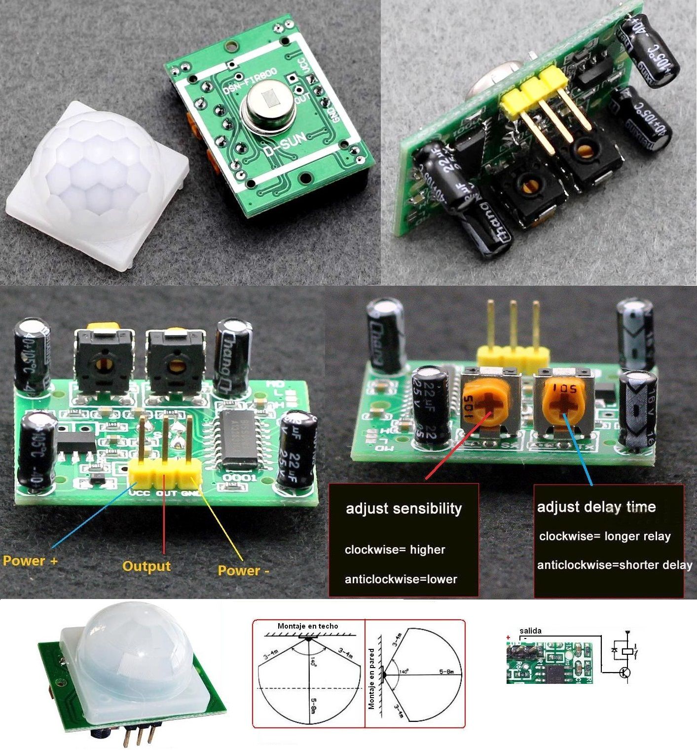 Sensor Mini Detector de presencia PIR