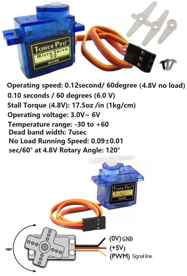 Servo Motor SG90 9G, 90º/180º