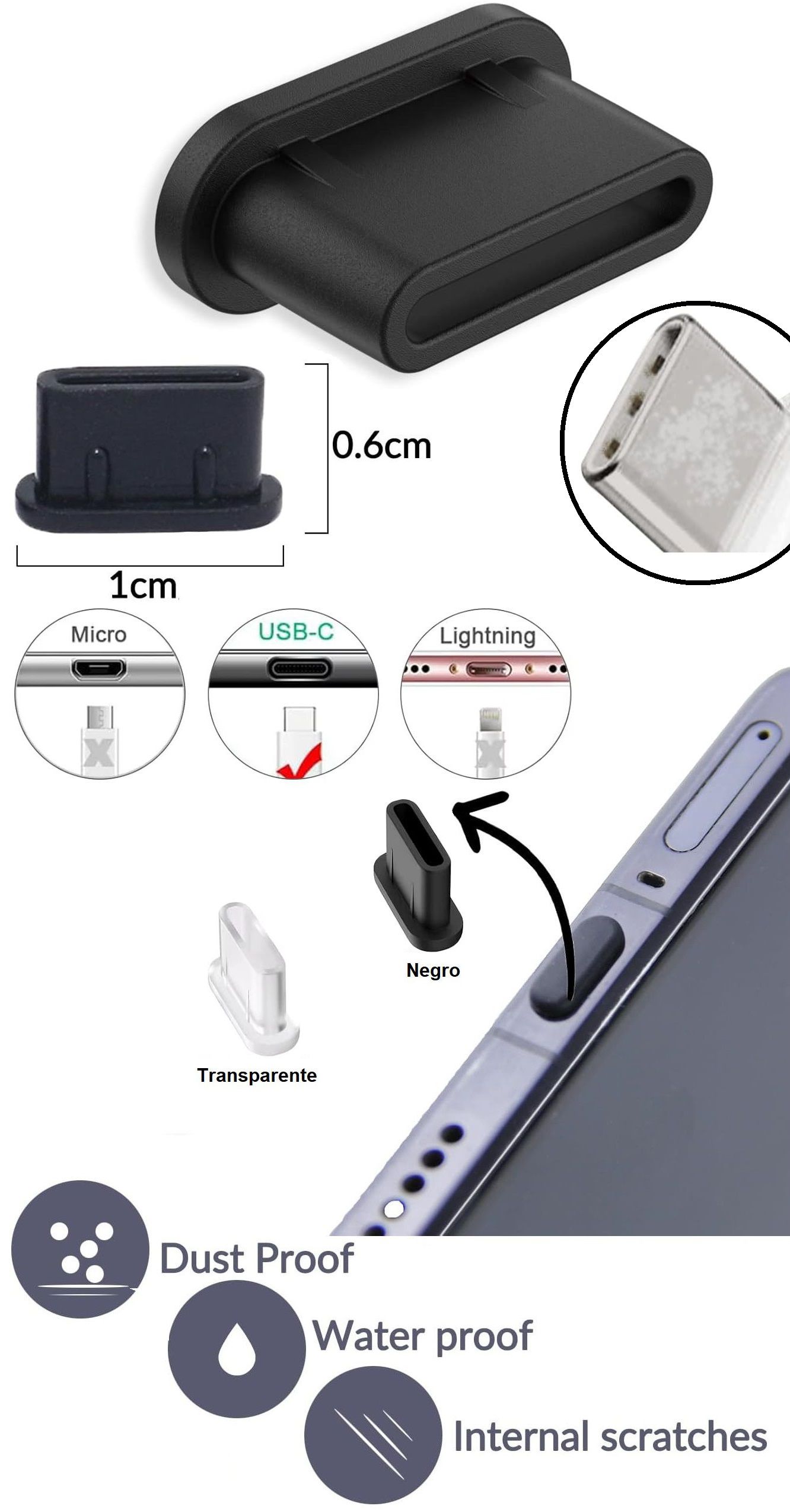 Tapón de Silicona para Conectores USB-C