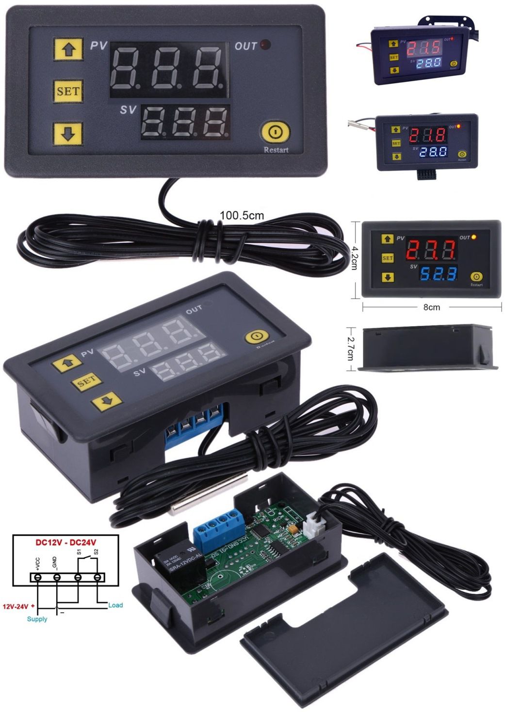 Termostato Digital de panel 50-120ºC