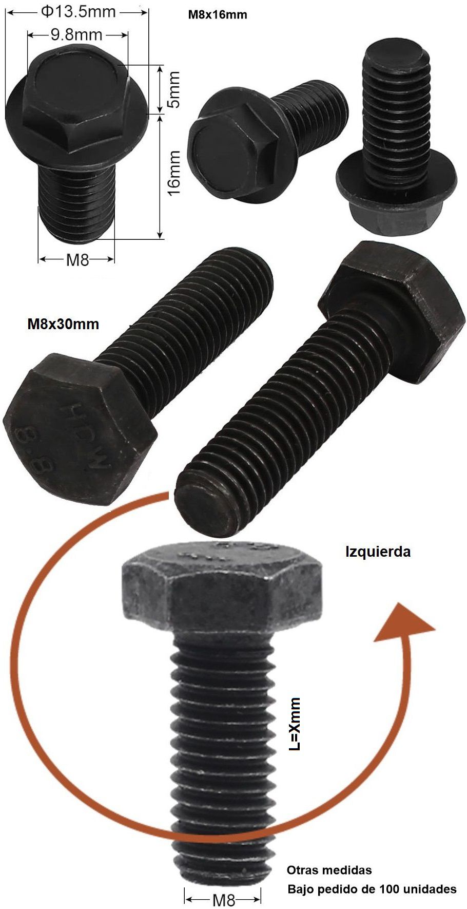 Tornillería especial de rosca izquierda