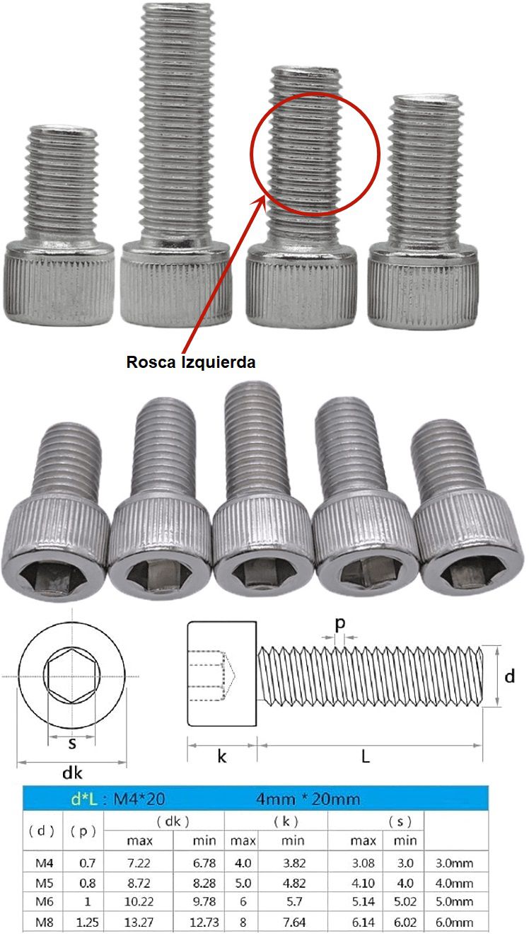 Tornillería especial de rosca izquierda