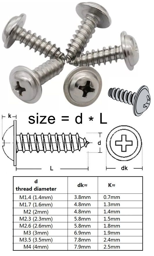 Tornillos Rosca plástico M1.4 Din968