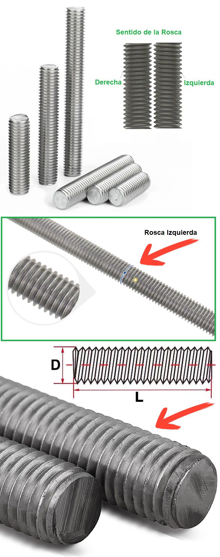 Tornillería especial de rosca izquierda