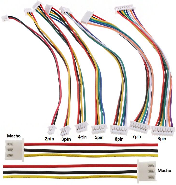 Conector JST XHP 2.5mm Macho-Macho con Cables